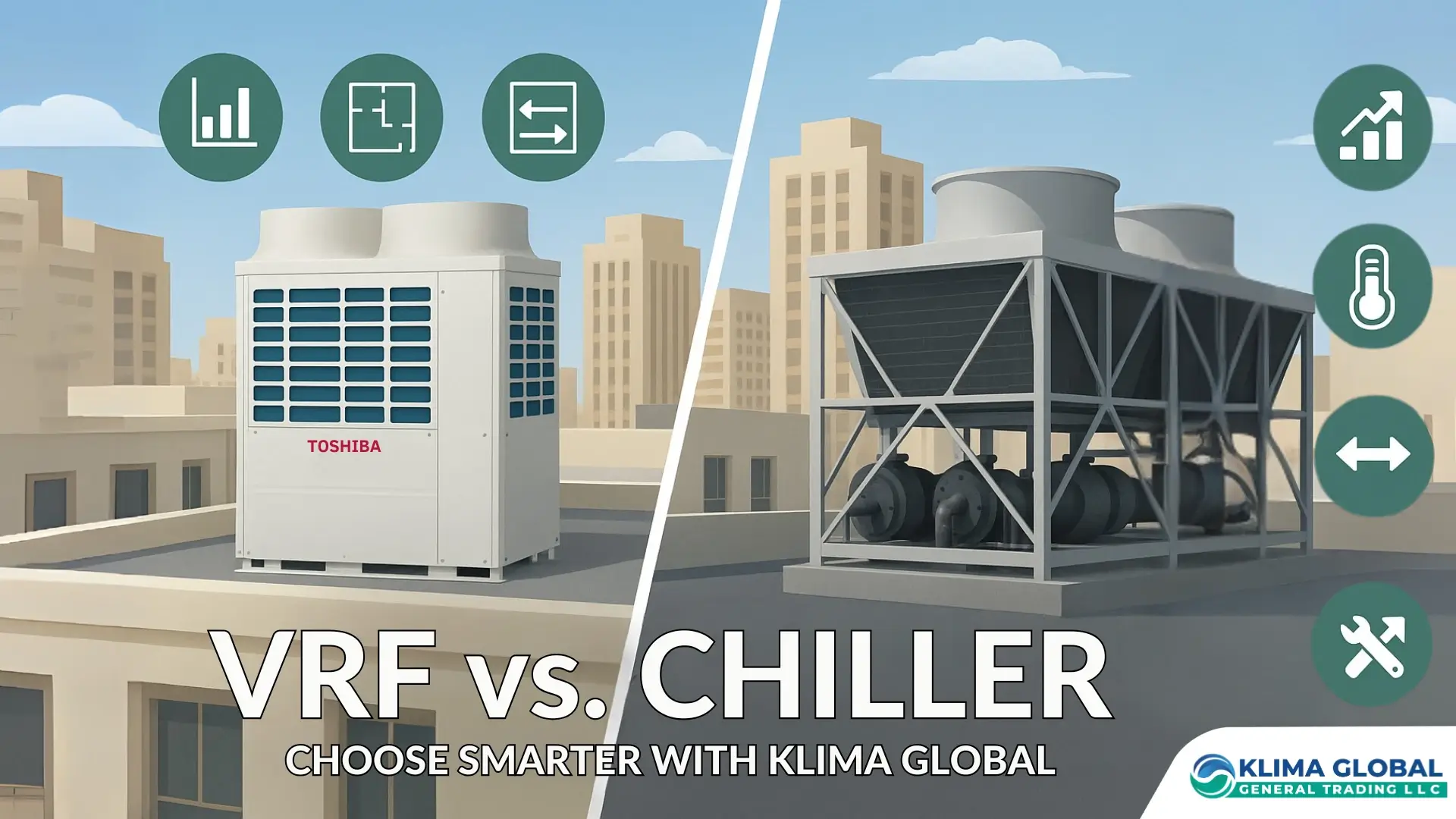 VRF vs Chiller UAE | Klima Global Cooling Comparison Guide